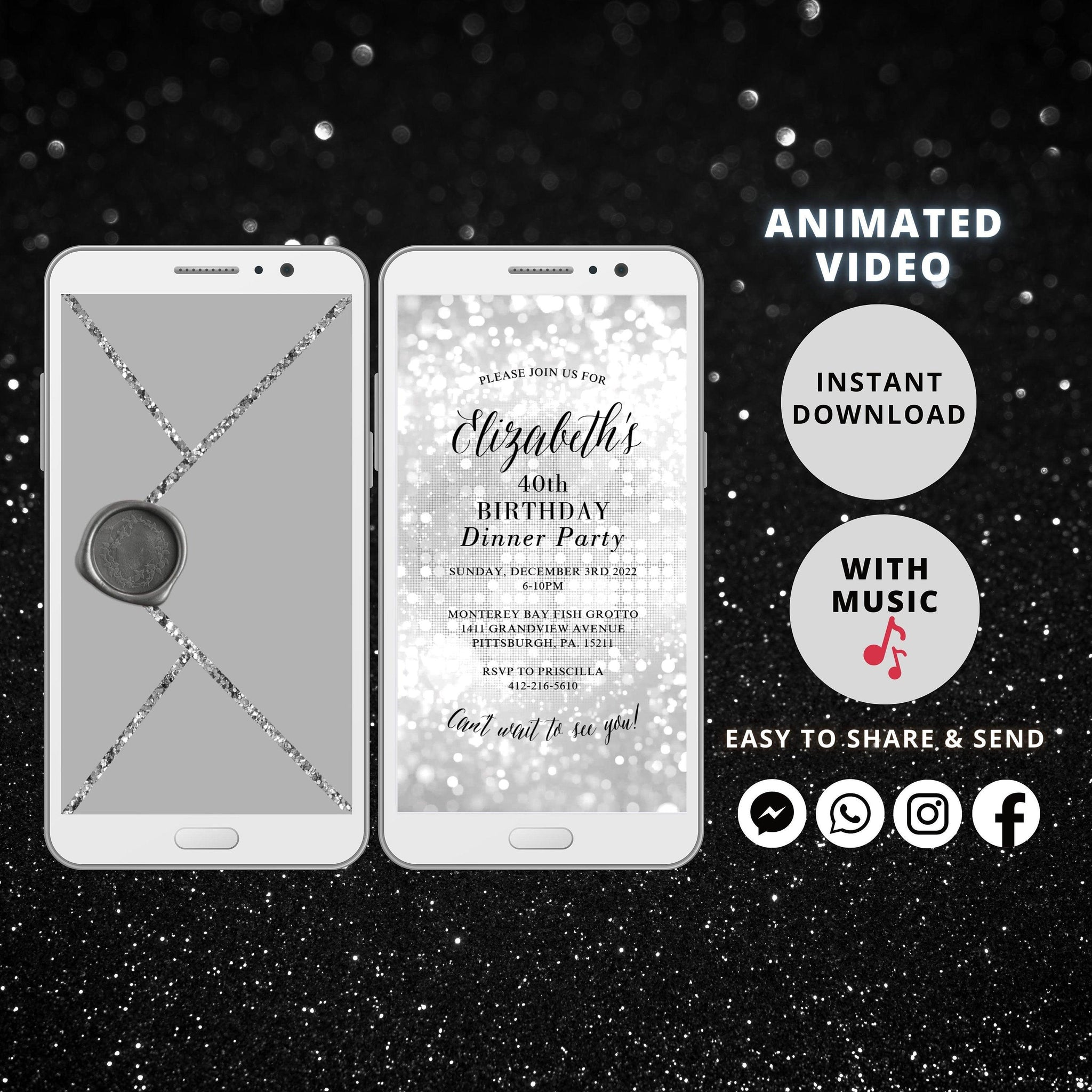 Electronic Birthday Invitation Template, Digital Birthday Invite, Any ...